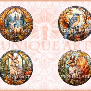 Autumn Animals, Stained Glass Watercolor Clipart Bundle HQ Printable ...