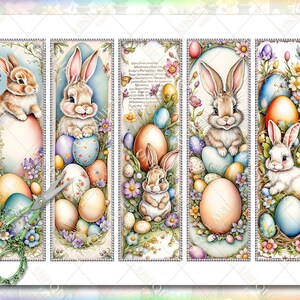 Easter Bunny Bookmarks Vol.01, Watercolor Digital Sheets, 2x7 Inch 20 ...