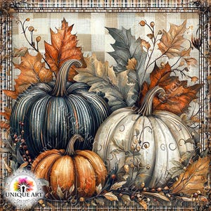 Autumn Pumpkins Vol.02, Fall Leaf and Floral Clipart, Printable HQ 20 ...