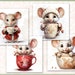 Christmas Coffee Mice, Cute Mouse, Watercolor Printable Pages, Digital ...