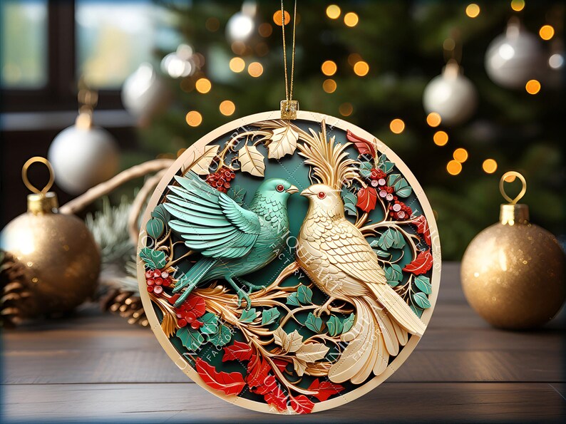 3D Christmas Round Ornaments, Gold-red-green, Round Clipart Bundle, 25 ...