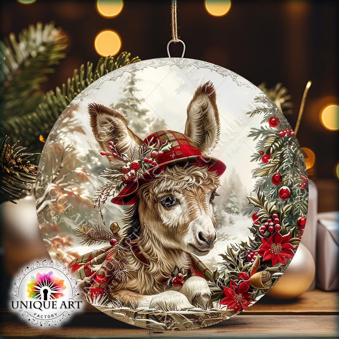 Christmas Donkeys - Round Clipart Bundle, Printable 16 PNG Image, Door ...