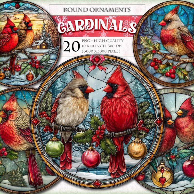 Round Cardinal Painting - Etsy