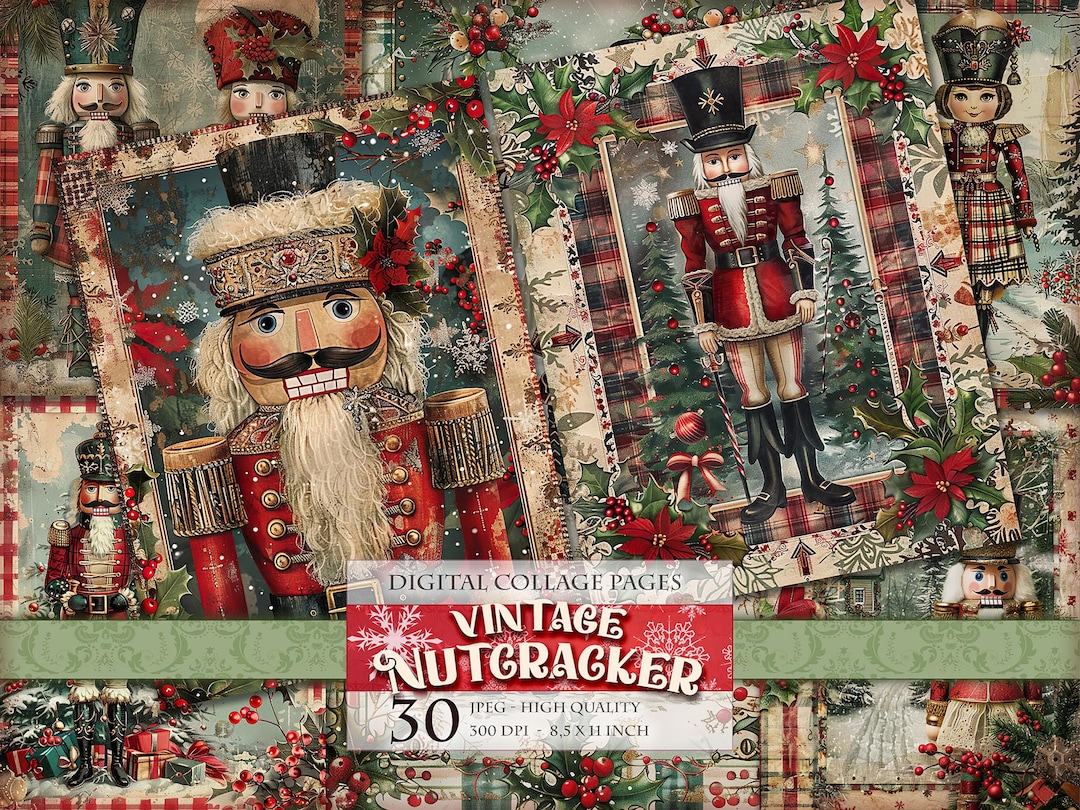 Christmas Vintage Nutcrackers, Digital Collage Sheet, Printable Pages ...