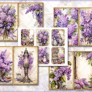 Lilacs, Watercolor Floral Junk Journal Kit, 20 JPG - 11X8.5 Inch ...