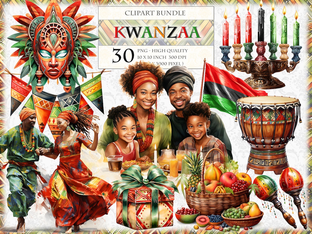 Kwanzaa, African American Heritage Celebration, Watercolor Clipart ...
