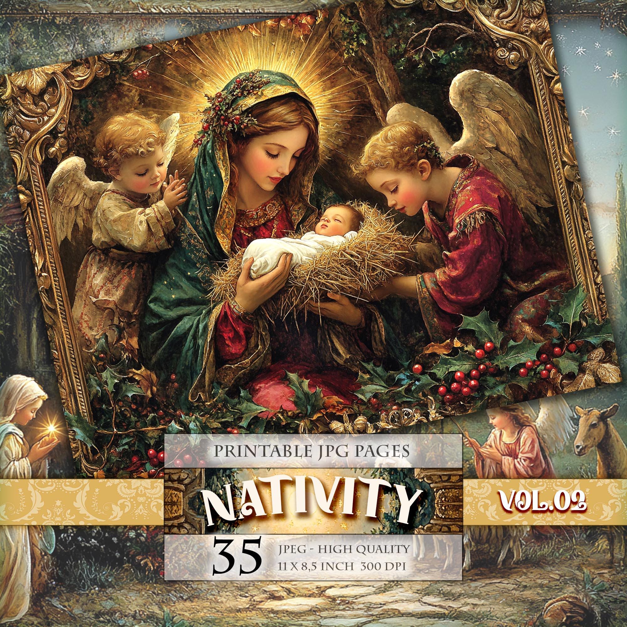Nativity Vol.02, Printable 35 HQ JPG Images, Religious Painting Art ...