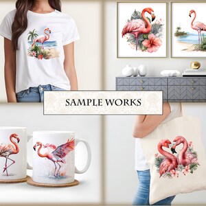 Flamingos Flamingo Birds Themed Watercolor Clipart Bundle HQ Printable ...