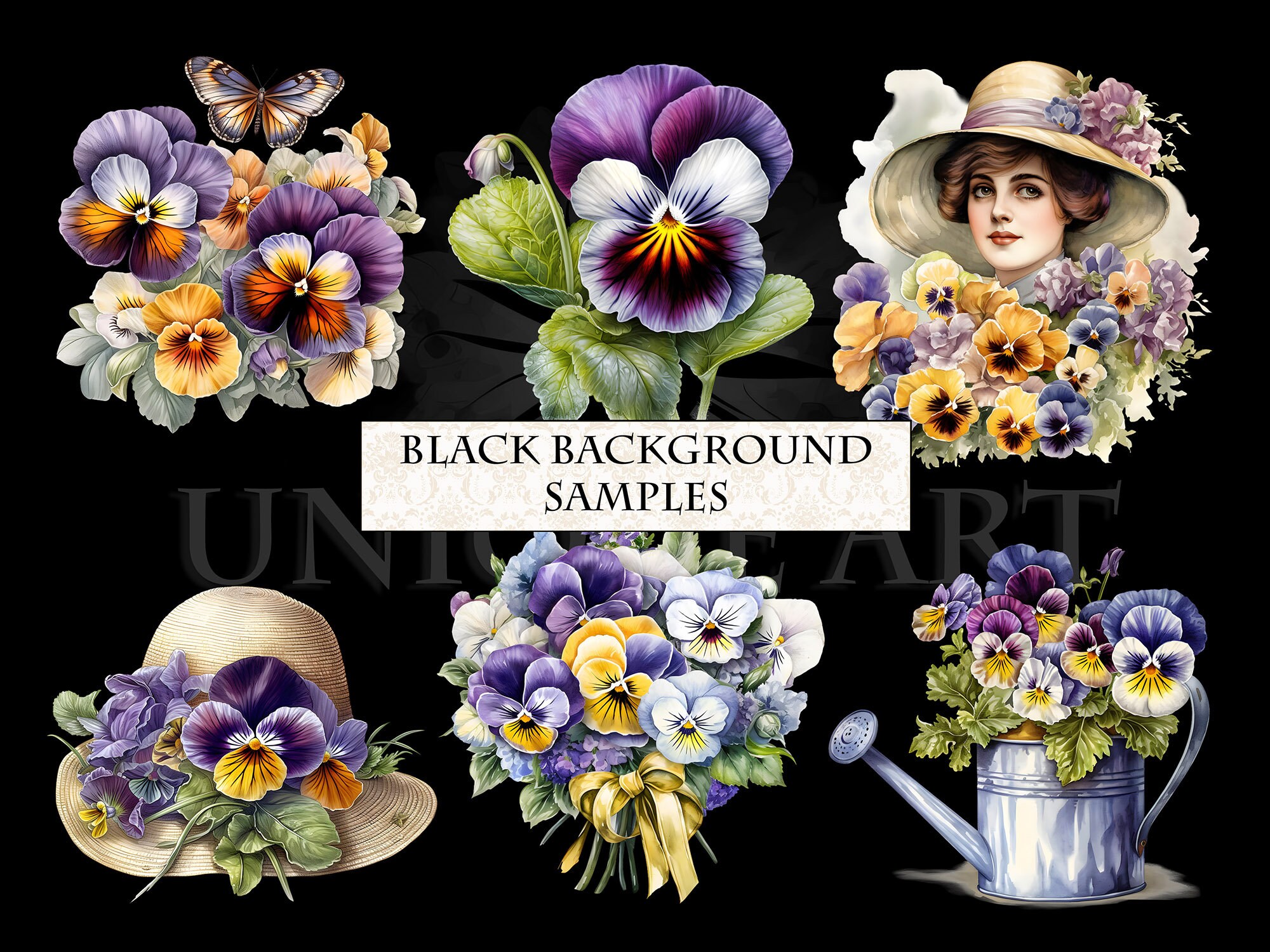 Pansy Love Pansies / Violet Flower Watercolor Clipart - Etsy