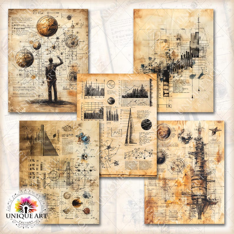 Vintage Technical Drawings, Printable 28 HQ JPG Image, Junk Journal ...