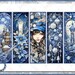 Dark Blue Bookmarks, Vintage Noel, Watercolor Digital Sheets, 2x6,5 ...