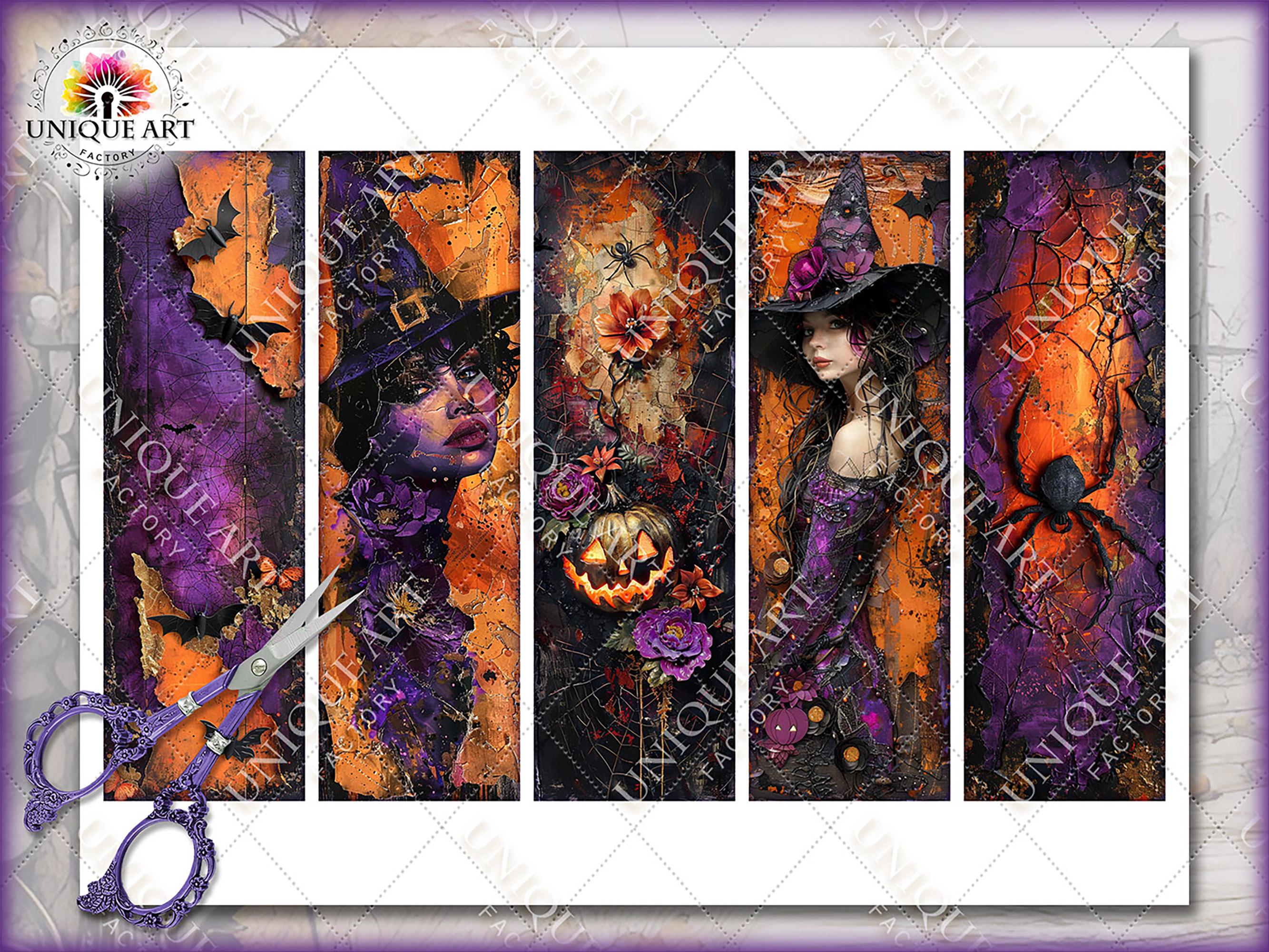 Halloween Bookmarks Vol.02, Watercolor Digital Sheets, 2x6,5 Inch 20 ...