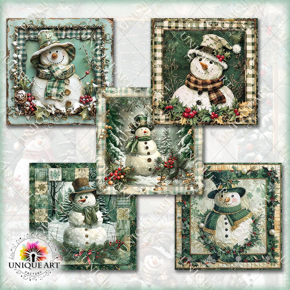 Green Snowman Vol.01 Christmas Landscape, 15 HQ JPG, Shabby Chic ...