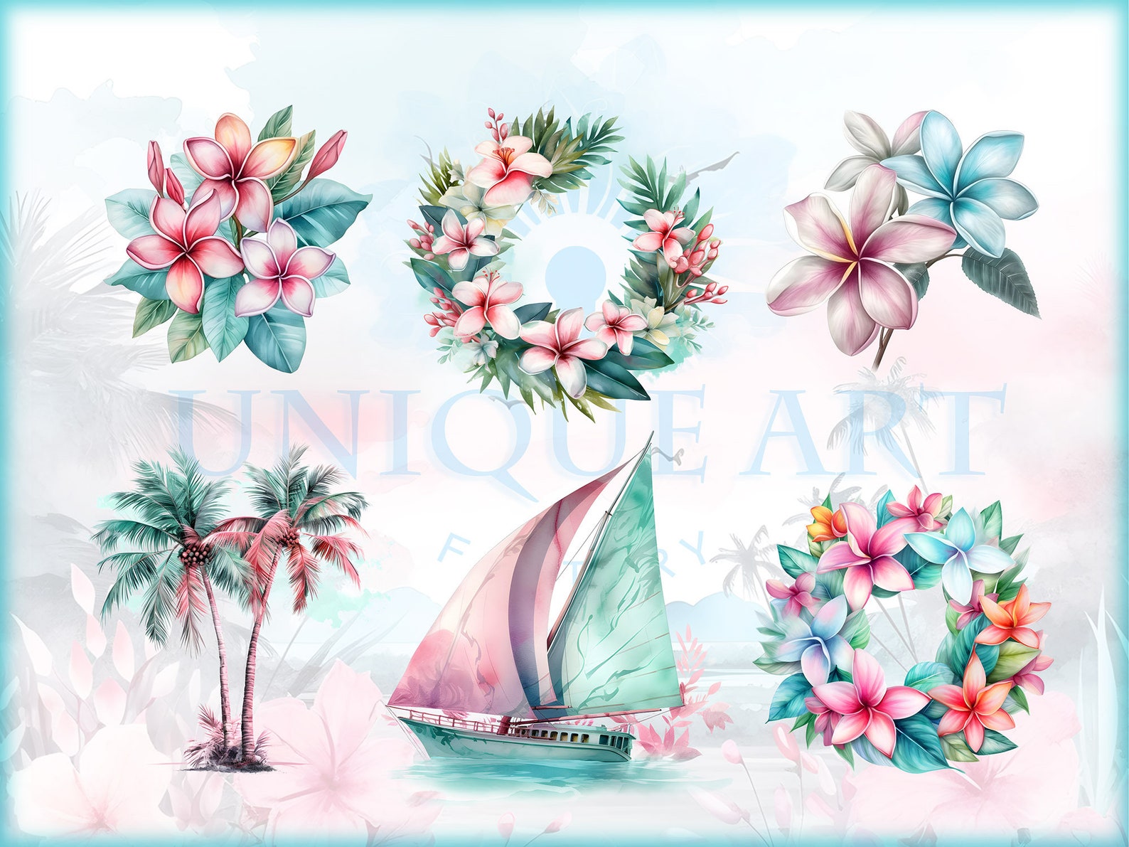 Hawaii Island Tropical Island Beach Watercolor Clipart - Etsy