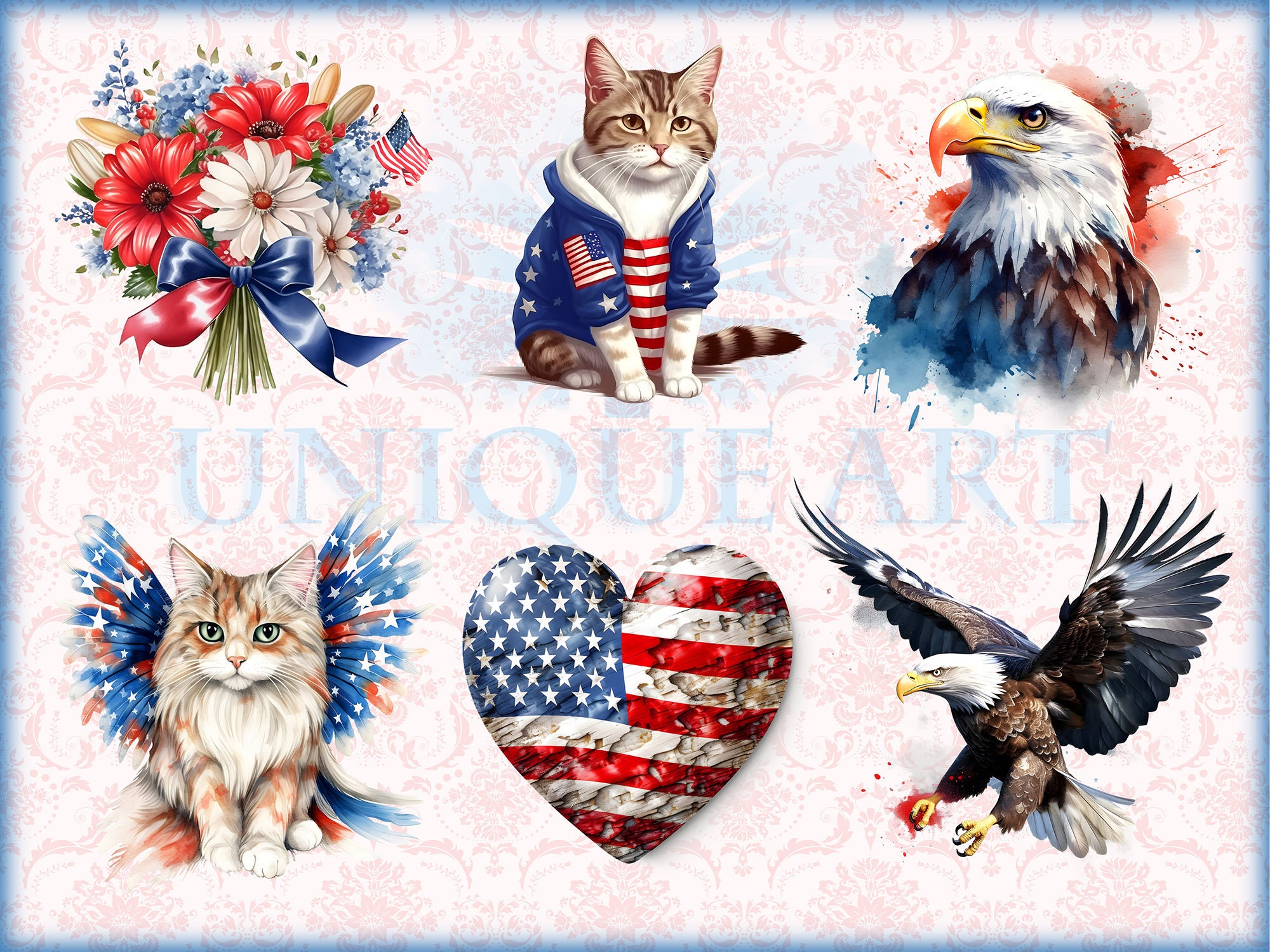 4th of July Animals / Independence Day / Patriotic - Etsy