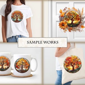 Autumn Sycamore Trees, Stained Glass Watercolor Clipart Bundle - HQ ...