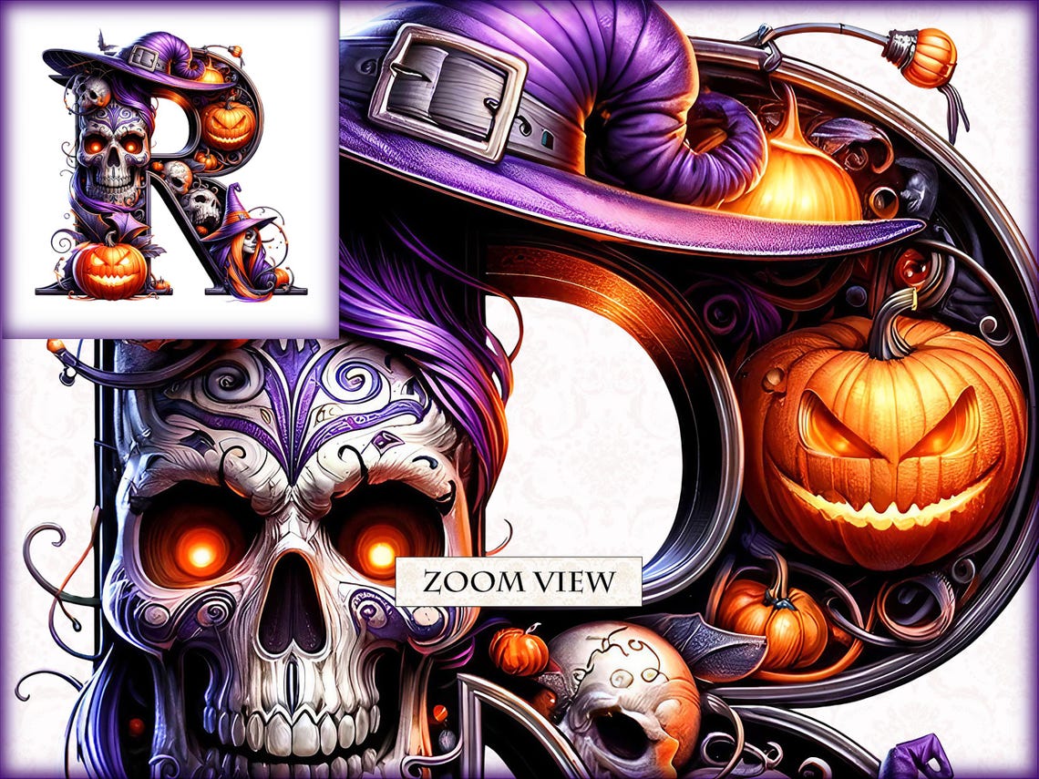 Halloween Alphabet and Numbers, Clipart Bundle, 36 HQ Printable ...