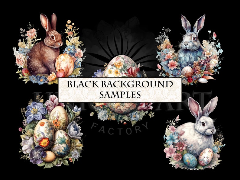 Bunny and Easter Eggs Watercolor Clipart Bundle HQ - Etsy