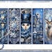 Dark Blue Bookmarks, Vintage Noel, Watercolor Digital Sheets, 2x6,5 ...