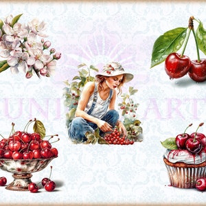 Cherry Love Cherry Themed Watercolor Clipart Bundle HQ - Etsy