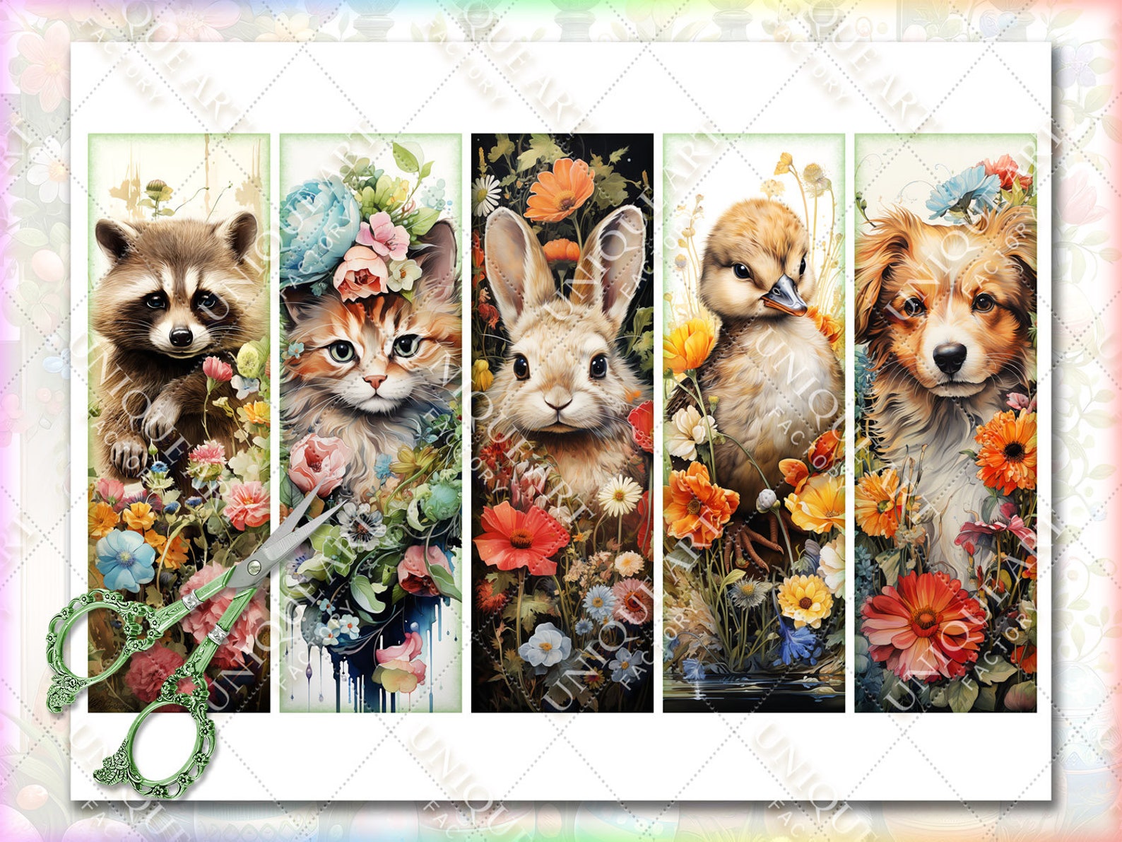 Spring Animals Bookmarks, Watercolor Digital Sheets, 2x6,3 Inch 20 ...