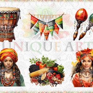 Kwanzaa, African American Heritage Celebration, Watercolor Clipart ...