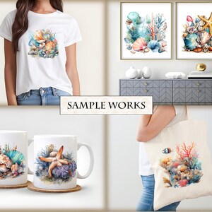 Corals and Seashells, Underwater Themed Watercolor Clipart Bundle ...