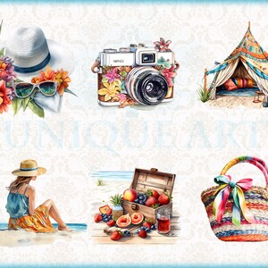 Summer Beach Colorfully Watercolor Clipart Bundle HQ - Etsy