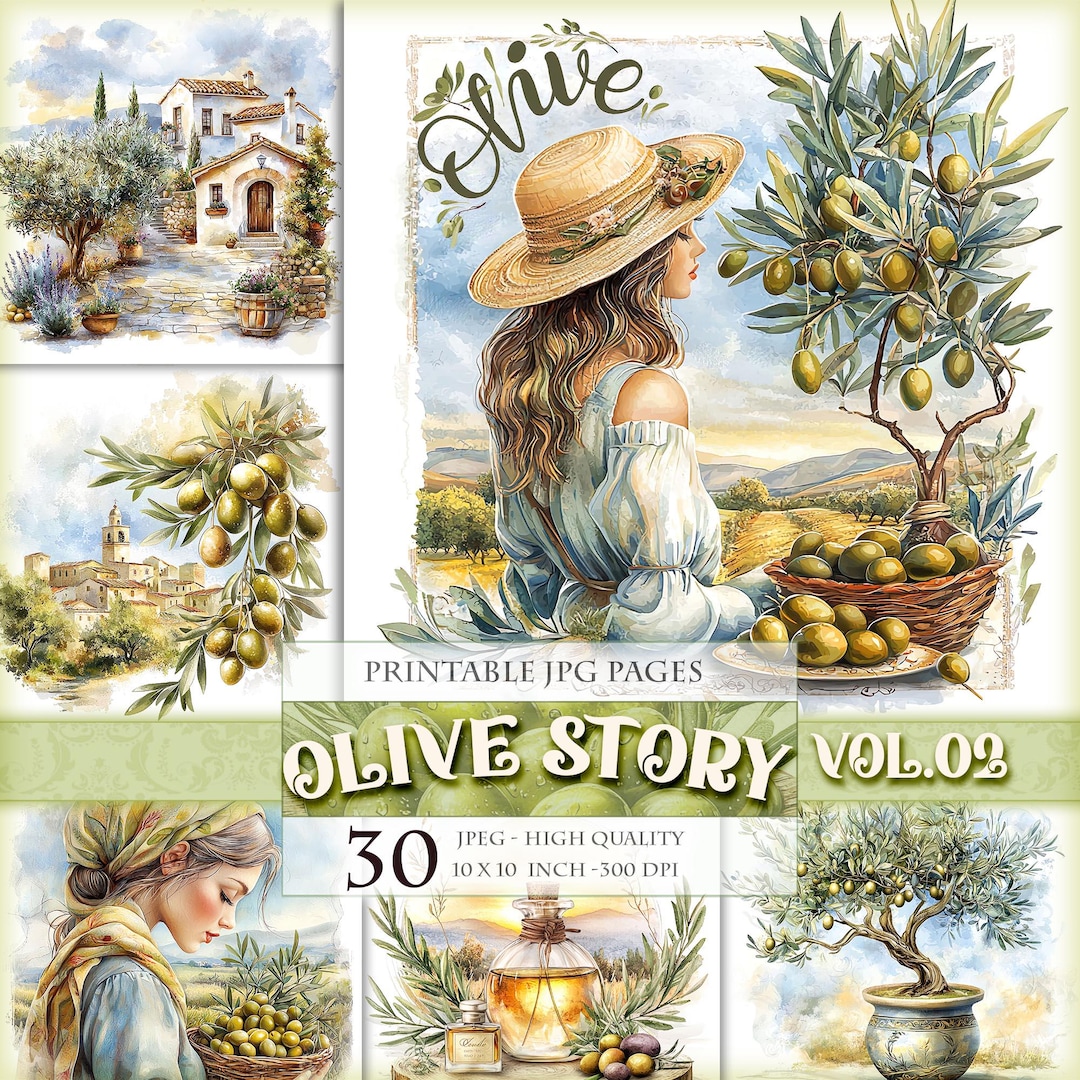 Olive Story Vol.02, Printable HQ 30 JPG Image, Olive Oil Harvest ...