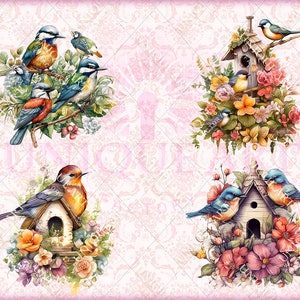 Bird Houses Watercolor Clipart Bundle HQ Printable PNG Format Instant ...