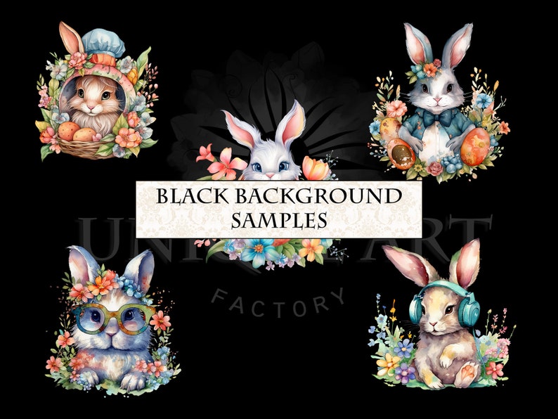 Cute Bunnys Easter Watercolor Clipart Bundle Rabbits and - Etsy
