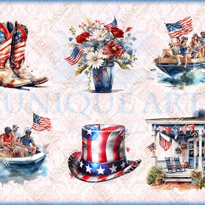 4th of July - Peoples, Independence Day, Patriotic Watercolor Clipart ...