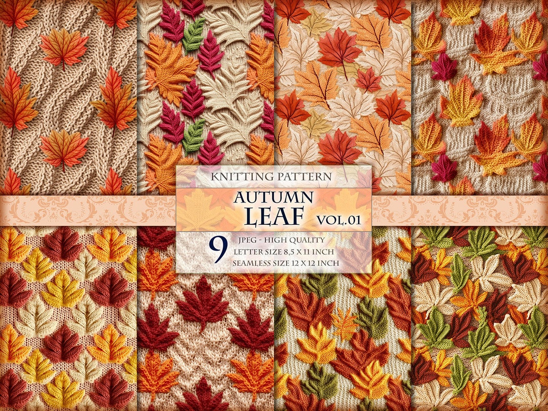 Autumn Knitting Leaf Vol.01 Printable Seamles Patterns 9 JPG - Etsy
