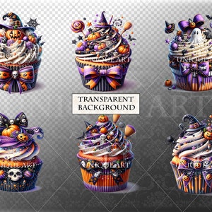Halloween Cupcakes, Clipart Bundle, 24 HQ Printable Transparent PNG ...