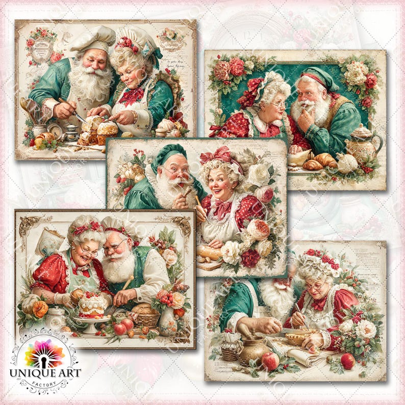 Christmas Mr and Mrs Claus' Kitchen, Printable 19 JPG Image, Cozzy ...