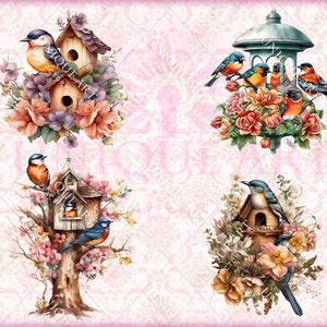 Bird Houses Watercolor Clipart Bundle HQ Printable PNG Format Instant ...