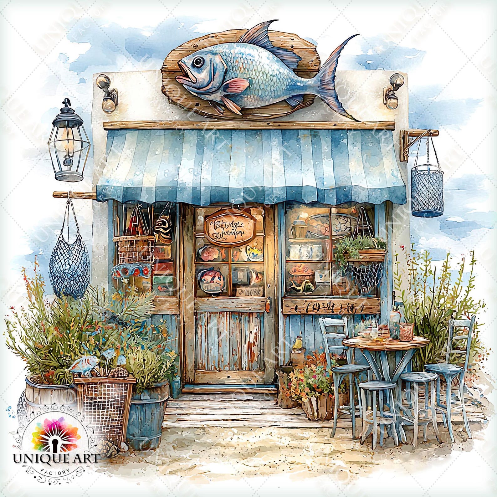 Fishing Shop, Market View Clipart, Printable HQ 20 JPG Image, Junk ...