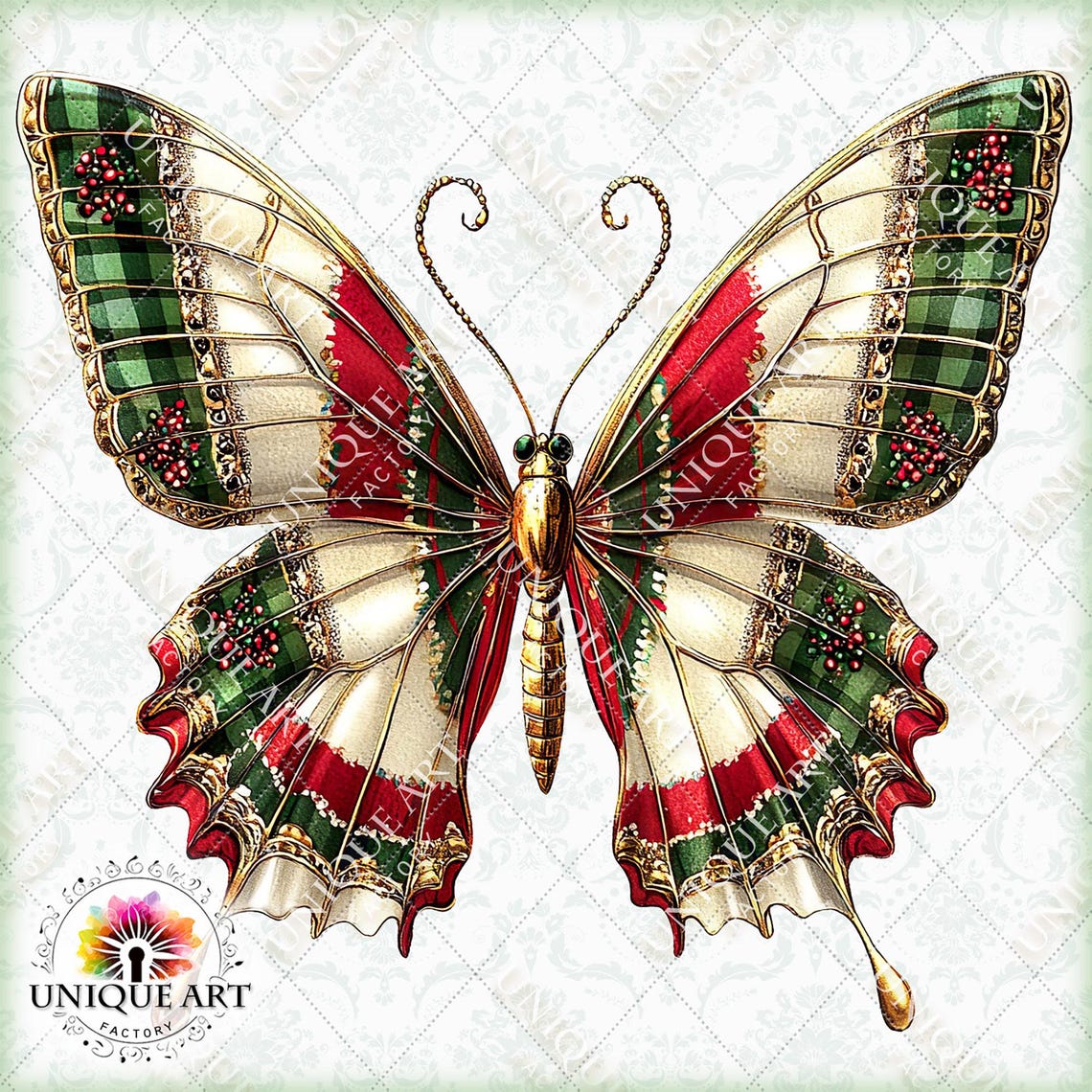 Christmas Butterfly, Watercolor Clipart Bundle, 17 HQ Printable PNG ...