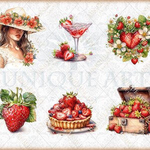 Strawberry Watercolor Clipart Bundle HQ Printable PNG Format Instant ...