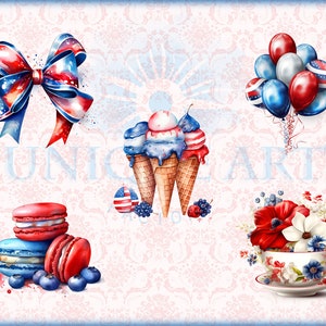 4th of July Party / Independence Day / Patriotic Watercolor Clipart ...