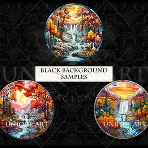 Autumn Waterfall, Stained Glass Watercolor Clipart Bundle HQ Printable ...