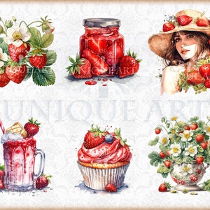 Strawberry Watercolor Clipart Bundle HQ Printable PNG Format Instant ...