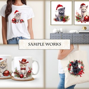 Christmas Cute Kitten / Cats, Gifts and Ornaments, Watercolor Clipart ...