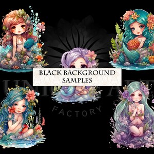 Little Cute Mermaids Magical Sea Maiden Sea Princess Watercolor Clipart ...