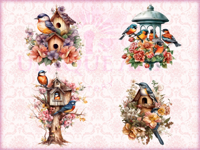 Bird Houses Watercolor Clipart Bundle HQ Printable PNG - Etsy
