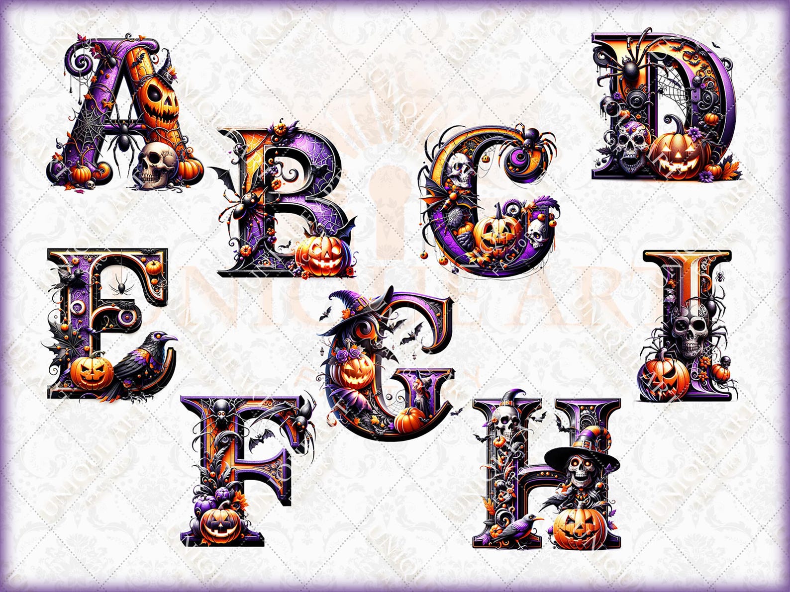 Halloween Alphabet and Numbers, Clipart Bundle, 36 HQ Printable ...