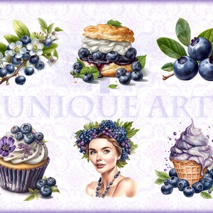 Blueberry Love Blueberry Themed Watercolor Clipart Bundle, HQ Printable ...