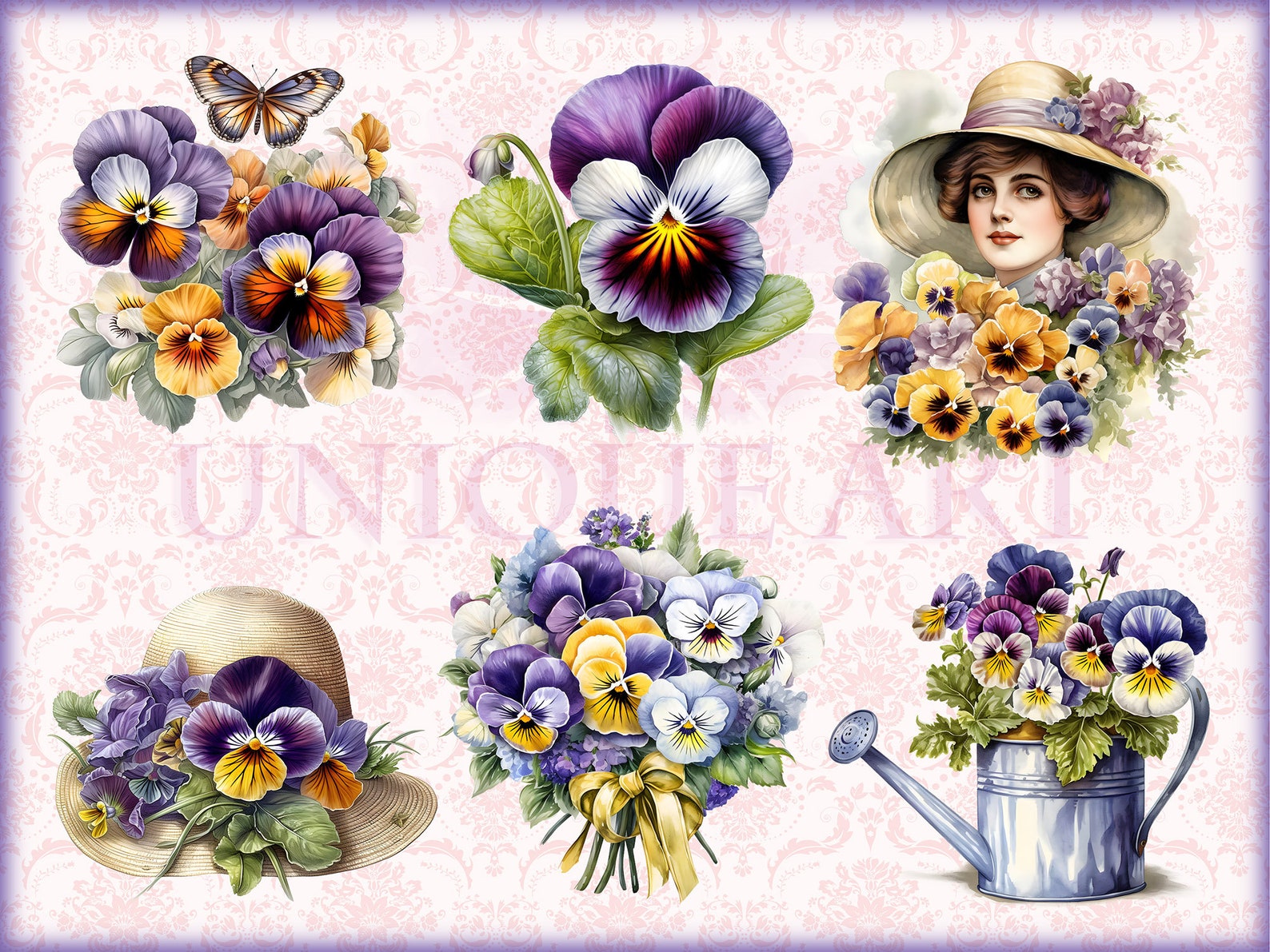 Pansy Love Pansies / Violet Flower Watercolor Clipart - Etsy