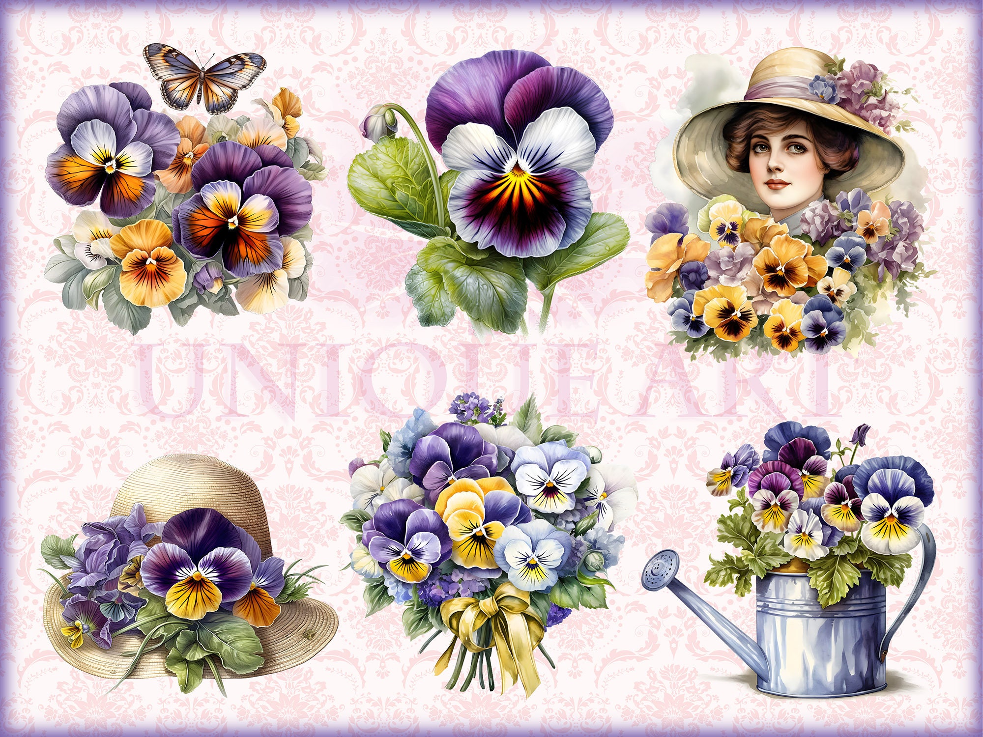 Pansy Love Pansies / Violet Flower Watercolor Clipart - Etsy
