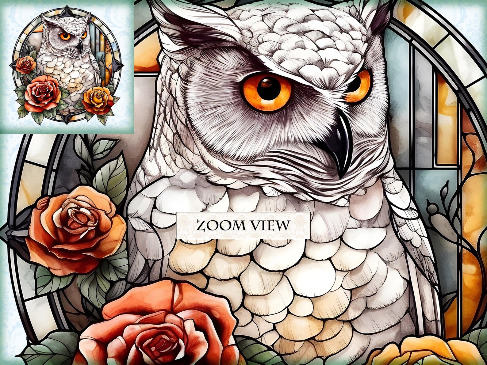 Owl and Roses - Stained Glass - Watercolor Clipart Bundle - 18 HQ ...